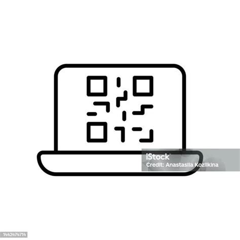 Qr 코드 라인 아이콘이 있는 노트북 스티커 상품 라벨링 암호화 된 정보 스캔 돋보기 상품 피어싱 배송 쇼핑 바코드 개념입니다