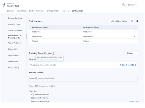 tracking script version management