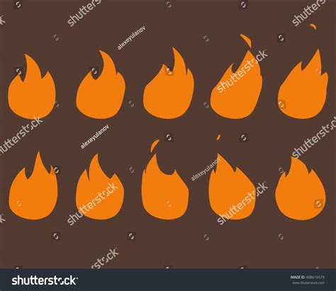 Vector Fire Animation Sequence Orange Stock Vector Royalty Free