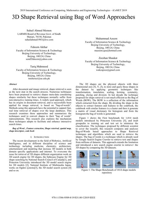 pdf 3d shape retrieval using bag of word approaches