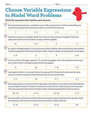 Numerical Expressions In Word Problems Math Activity Worksheets Library