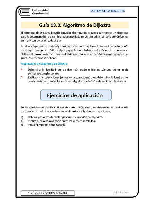 Guia 133 Algoritmo De Dijkstra Guía 13 Algoritmo De Dijkstra El Algoritmo De Dijkstra