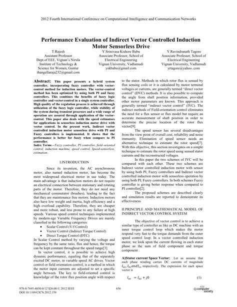 Pdf Performance Evaluation Of Indirect Vector Controlled Induction Motor Sensorless Drive