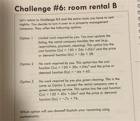Solved Challenge 6 Room Rental BLet S Return To Challenge Chegg Com