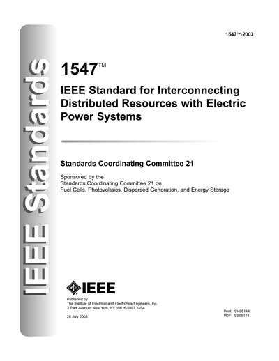 Ieee 1547 2003 R2008 Ieee Standard For Interconnecting Distributed Resources With Electric