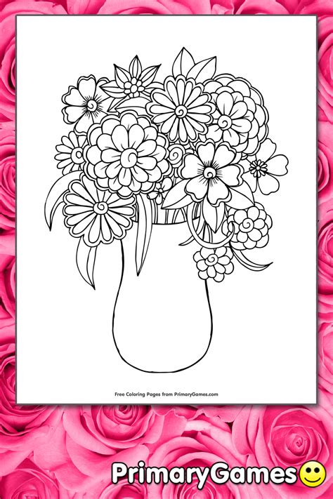 Vase Of Flowers Coloring Page