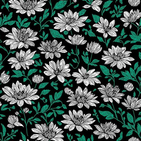 Premium Vector Floral Seamless Repeated Pattern Design With Leaves