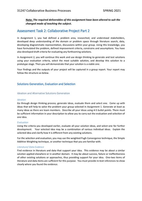 31247 assignment 2 instructions spring 2021 31247 collaborative