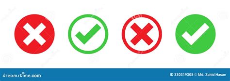 Tick Mark Icon Button Set Check Box Correct Right Wrong Buttons Or Yes Or No Checkmark Red Cross