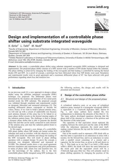 PDF Design And Implementation Of A Controlable Phase Shifter Using Substrate Integrated