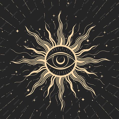 Premium Vector Occult Witchcraft And Magic All Seeing Eye Inside Sun