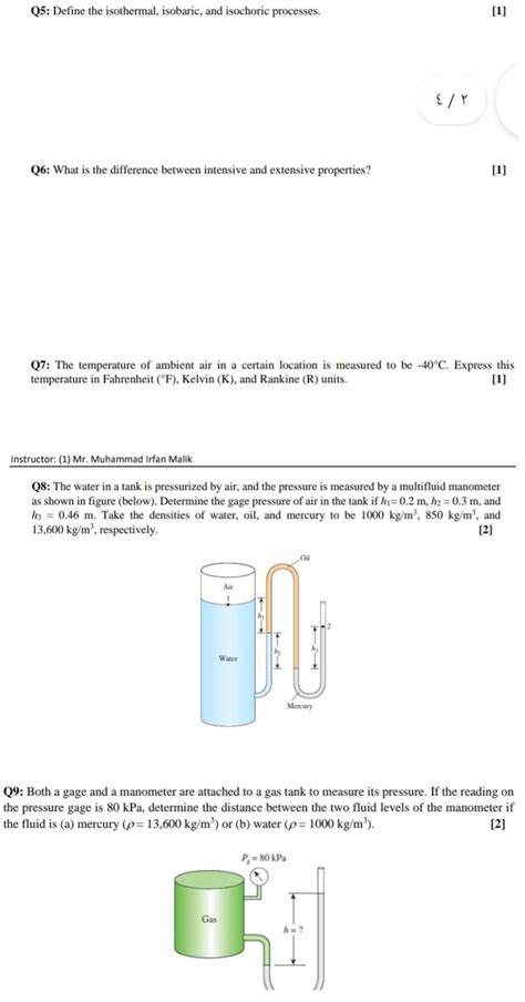 Solved Q5 Define The Isothermal Isobaric And Isochoric