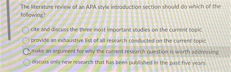 Solved The Literature Review Of An APA Style Introduction Chegg