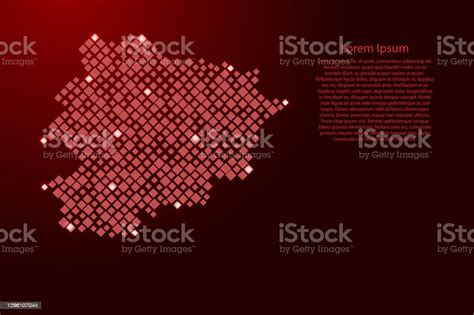 Andorra Map From Red Pattern Rhombuses Of Different Sizes And Glowing