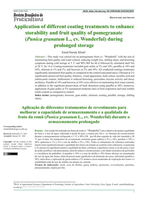 Pdf Application Of Different Coating Treatments To Enhance Storability And Fruit Quality Of