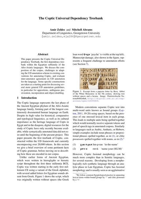 Pdf The Coptic Universal Dependency Treebank