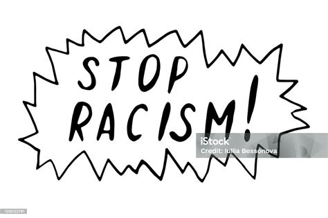 인종차별을 중지 인종 불평등과 혁명적 인 디자인에 항의 반 인종 주의의 주제에 손으로 작성 벡터 문자 낙서 전단지 스티커 포스터용 0명에 대한 스톡 벡터 아트 및 기타