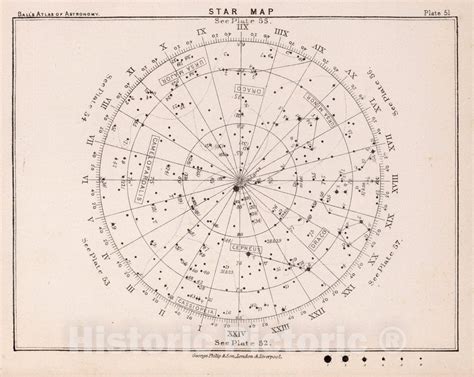 Historic Map 51 Star Map From An Atlas Of Astronomy 1892 Celestia