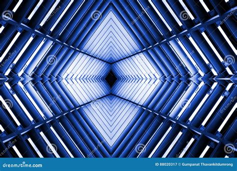Metal Structure Similar To Spaceship Interior In Blue Light Royalty