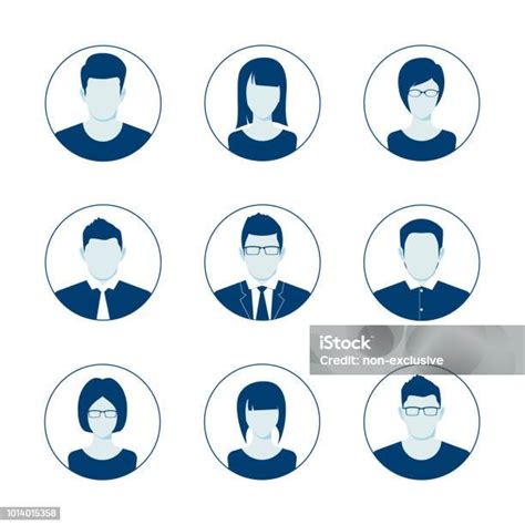 기본 아바타 프로필 아이콘 세트입니다 남자와 여자 사용자 이미지 익명 인터넷 사용자 사진 컬렉션입니다 벡터 일러스트 레이 션 남자에 대한 스톡 벡터 아트 및 기타 이미지
