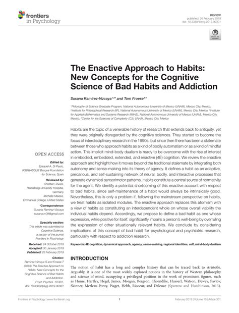 Pdf The Enactive Approach To Habits New Concepts For The Cognitive