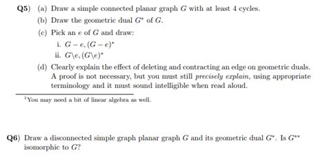 Solved Q5 A Draw A Simple Connected Planar Graph G With Chegg Com