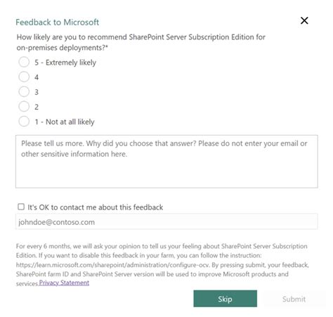 Configure Feedback For Sharepoint Server Sharepoint Server Microsoft Learn