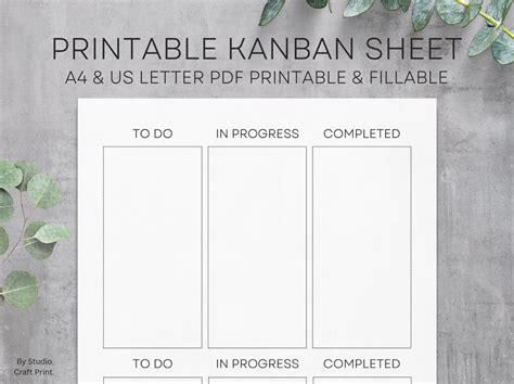 Printable A4 Kanban Board Template Brain Dump Project Etsy Australia
