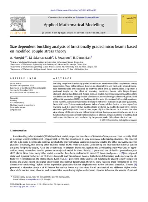 Pdf Size Dependent Buckling Analysis Of Functionally Graded Micro