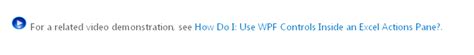 C How To Use Wpf Controls Inside An Excel Actions Pane Stack Overflow