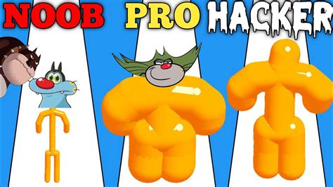 NOOB VS PRO VS HACKER Playing Tall Man Run With Oggy Jack And Bob Funny Video YouTube