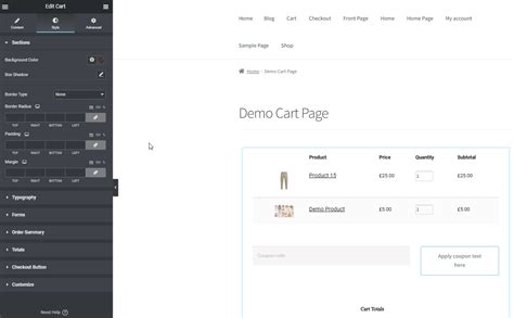 How To Customize The WooCommerce Cart Page With Elementor
