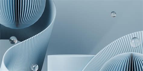 연한 파란색 배경에 3d 렌더링 빈 실린더 연단 제품 디스플레이를 위한 추상 장면 프리미엄 사진