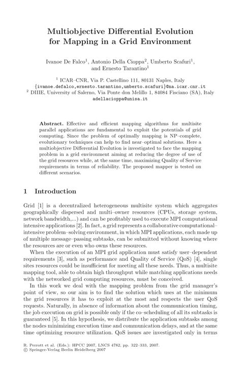 Pdf Multiobjective Differential Evolution For Mapping In A Grid