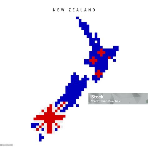 뉴질랜드 픽셀 플래그 지도 아이콘입니다 흰색에 고립 된 평면 벡터 그림 1980 1989 년에 대한 스톡 벡터 아트 및 기타 이미지 1980 1989 년 1990