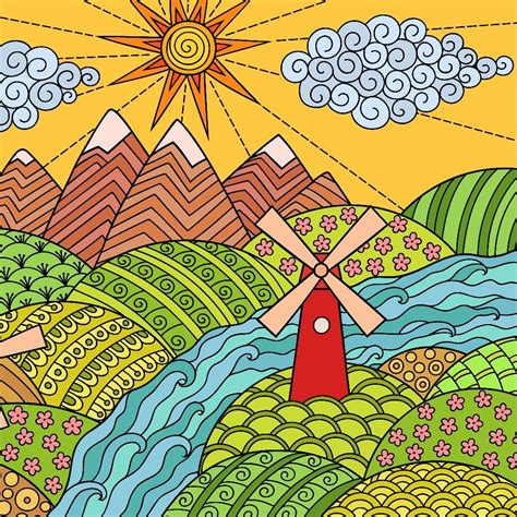 Colorful Zentangle Pattern Drawing