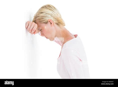 Woman Leaning Against Wall Cut Out Stock Images Pictures Alamy