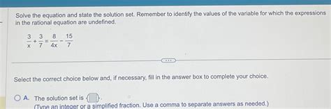 Solved Solve The Equation And State The Solution Set Chegg Com