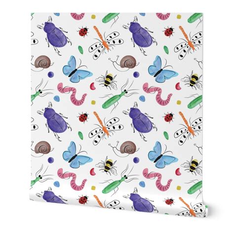 Watercolor Doodle Bug Blobs Wallpaper Spoonflower
