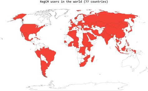 Countries Where The Regcm System Has Been Used Red Areas Download Scientific Diagram