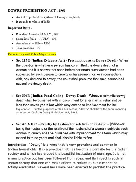 Dowry Prohibition Act Pdf Marriage Social Institutions