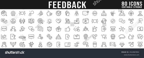 Feedback Line Icon Big Set Review Stock Vector Royalty Free 2514907801 Shutterstock