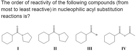 Solved The Order Of Reactivity Of The Following Compounds From Most To Least Reactive In