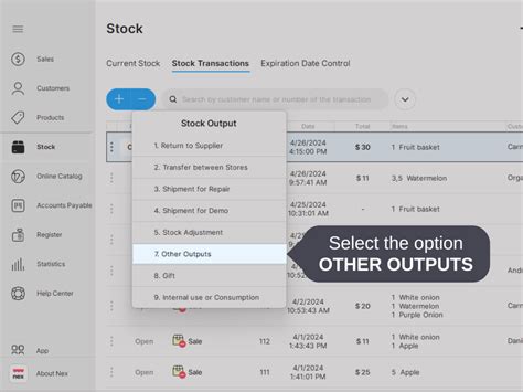 how to register an output transaction via other outputs