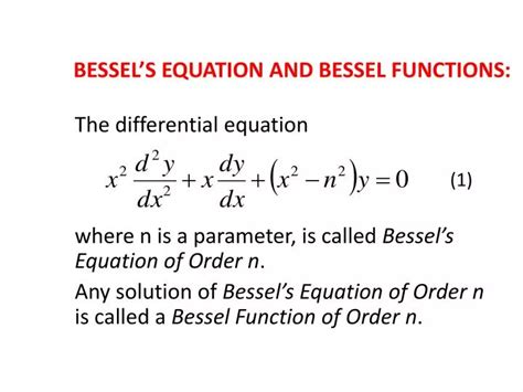PPT BESSELS EQUATION AND BESSEL FUNCTIONS PowerPoint Presentation ID