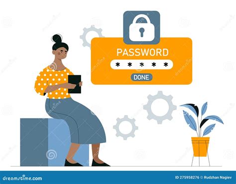 Woman With Password Stock Vector Illustration Of Access 275958276