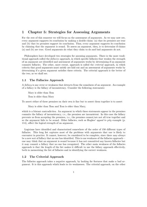 1 Chapter 5 Strategies For Assessing Arguments Lecture Notes Research Methodology Docsity
