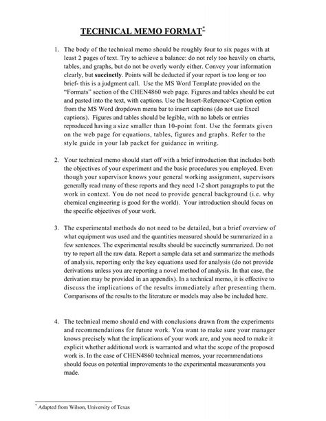 Technical Memo Format