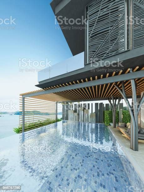 바다 전망 수영장 현대 로프트 디자인 럭셔리 오션 비치 하우스 주거 건물에 대한 스톡 사진 및 기타 이미지 주거 건물 해변 호화로움 Istock