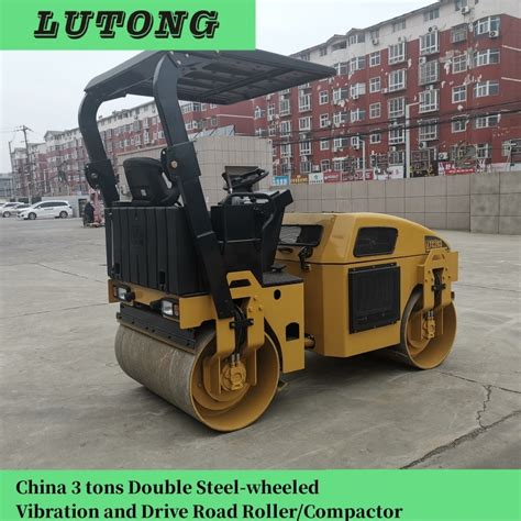 China 3 Tons Double Steel Wheeled Vibration And Drive Road Roller
